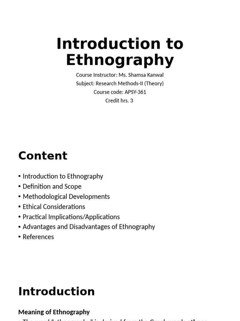 Introduction To Ethnography | PDF