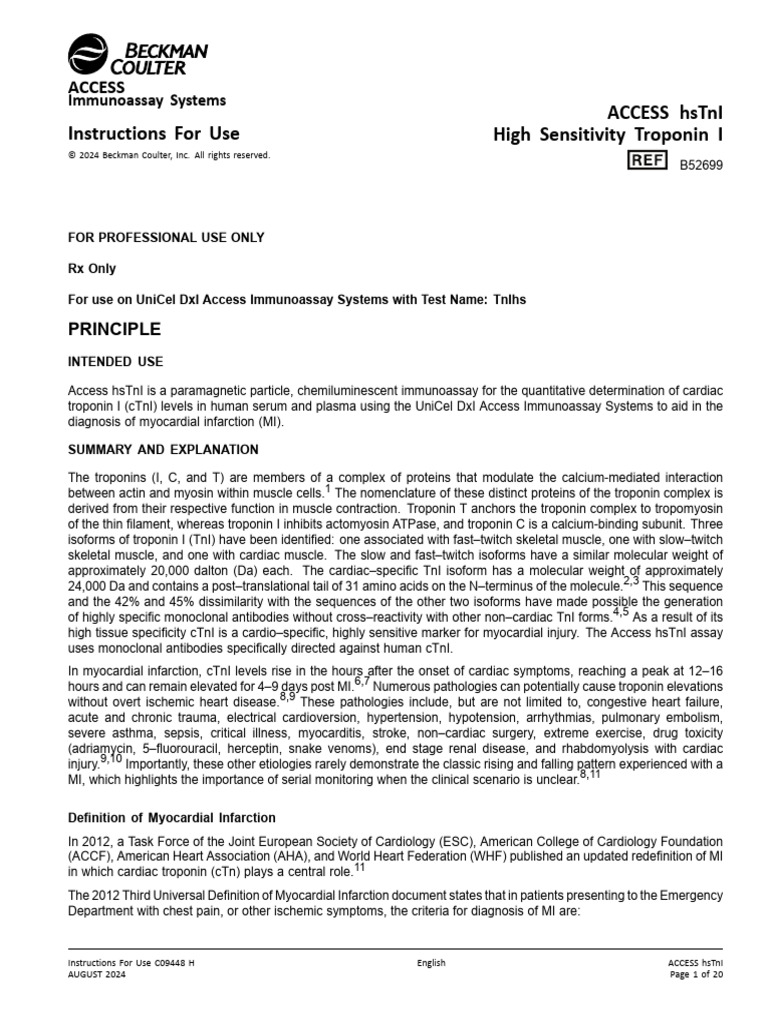 C09448H - Beckman hsTnI IFU | PDF