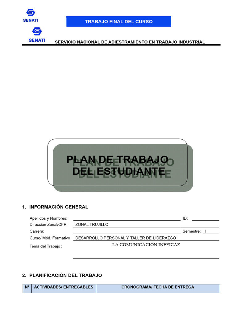 ENTREGABLE DESARROLLO Trabajo Final | PDF | Comunicación | Liderazgo