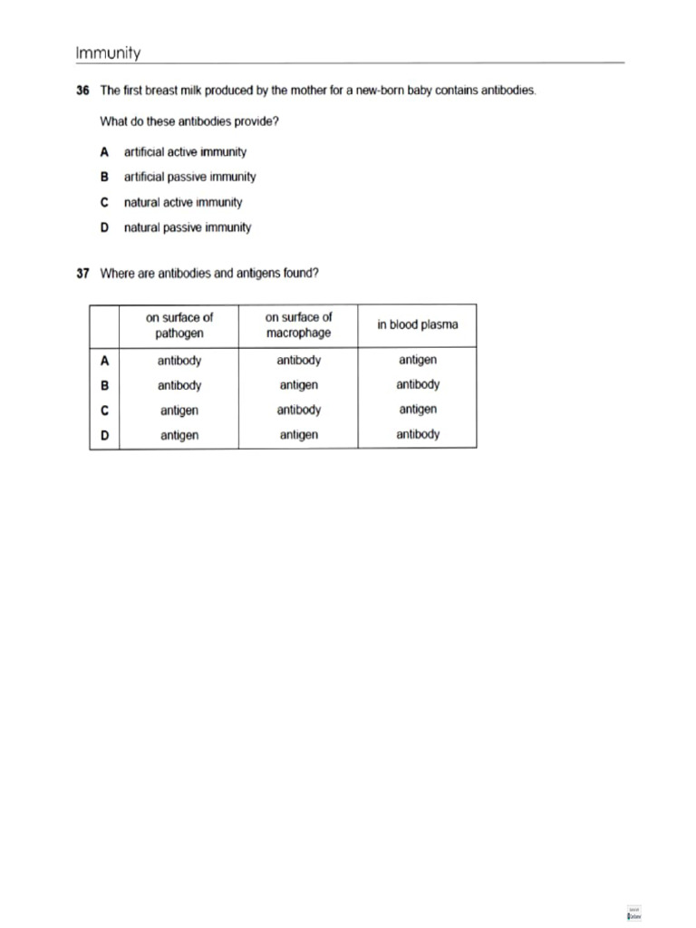 L6 Homework Immunity P1 Ques | PDF
