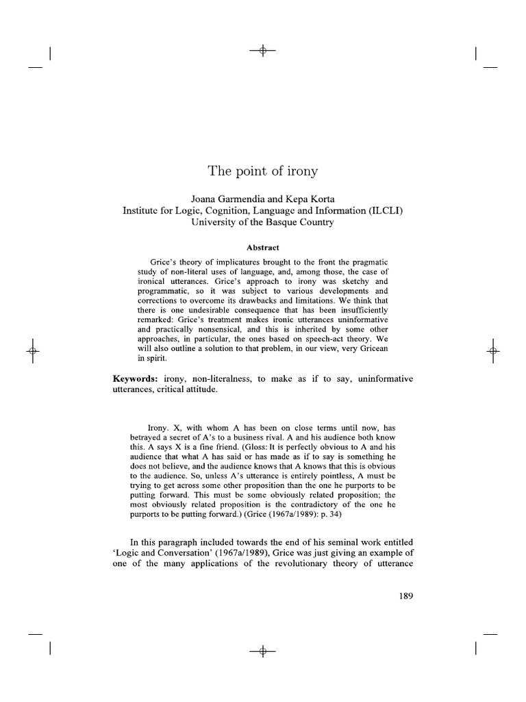 The Point of Irony 2007 | PDF