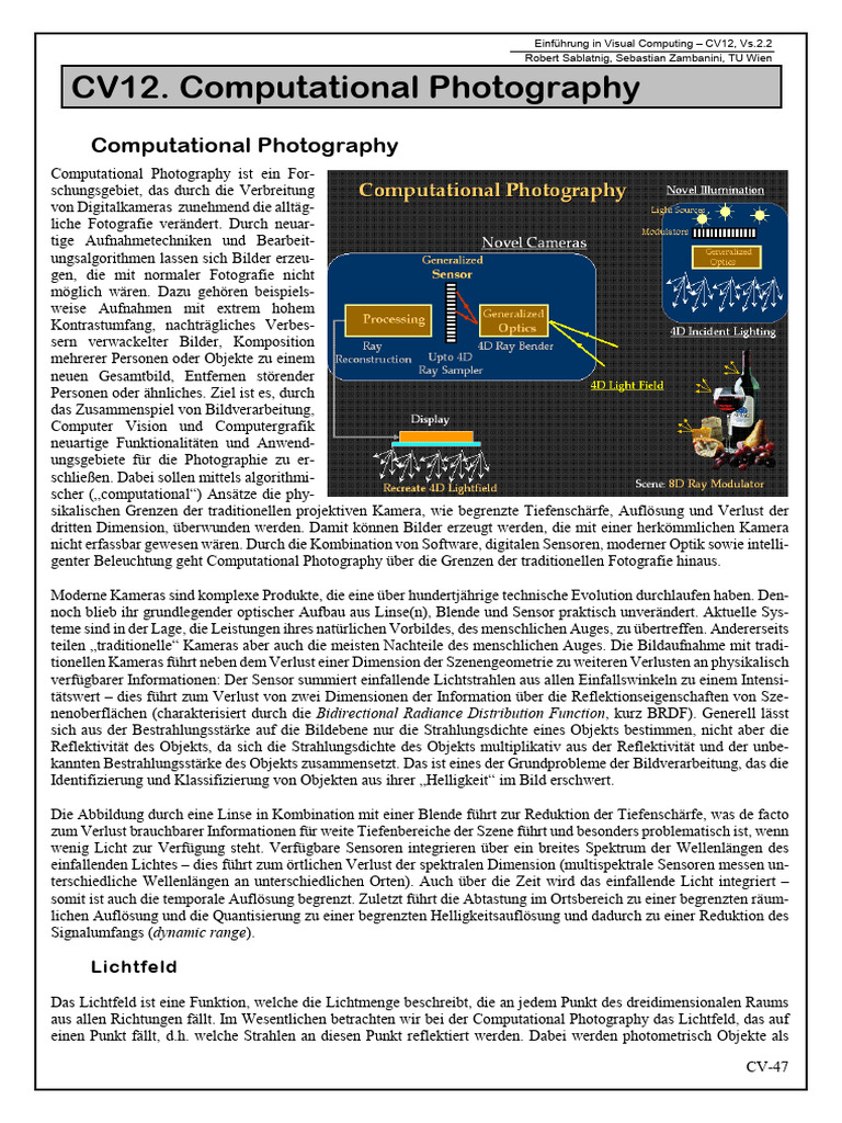 EVC-CV12-Computational Photography - S2022 - Skriptum | PDF
