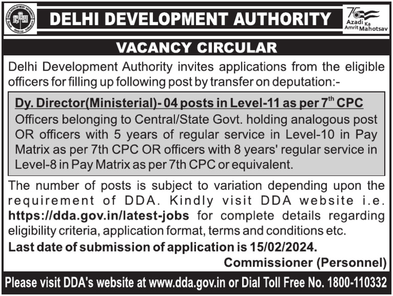 Dda Vacancy Circular English09012024 | PDF