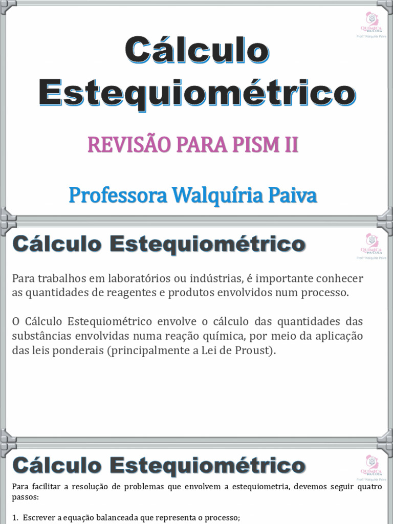 Cálculo Estequiométrico: Guia Prático | PDF | Estequiometria | Mol ...