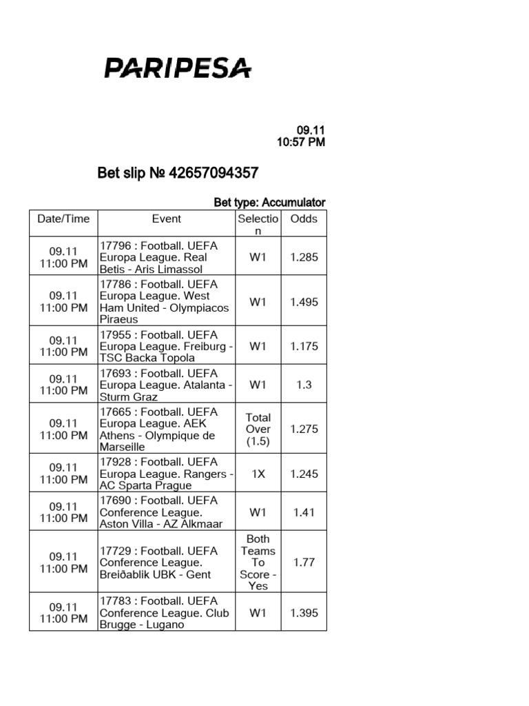 Bet Slip 42657094357 | PDF