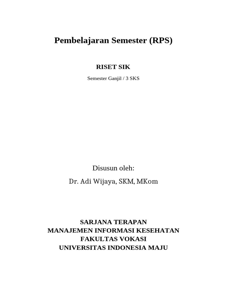 RPS-MK-Riset SIK | PDF