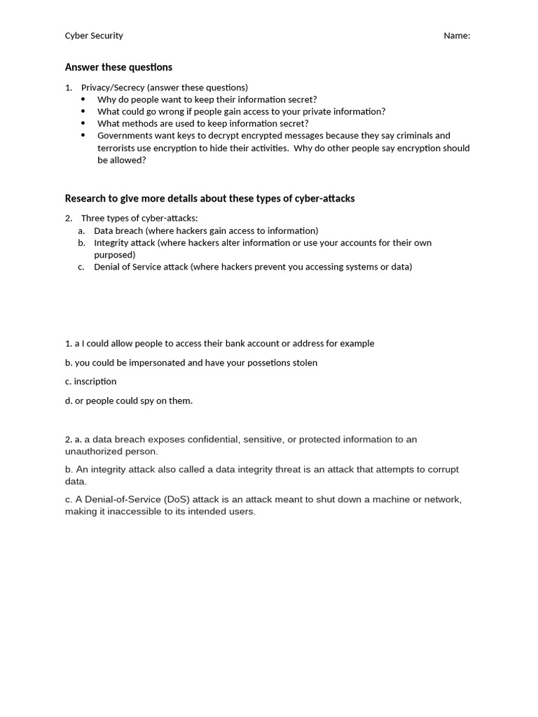 Cyber Security Questions | PDF