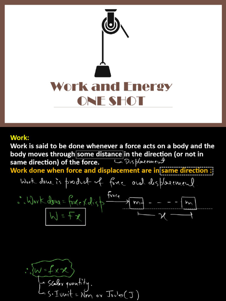 Work and Energy - ONE SHOT | PDF