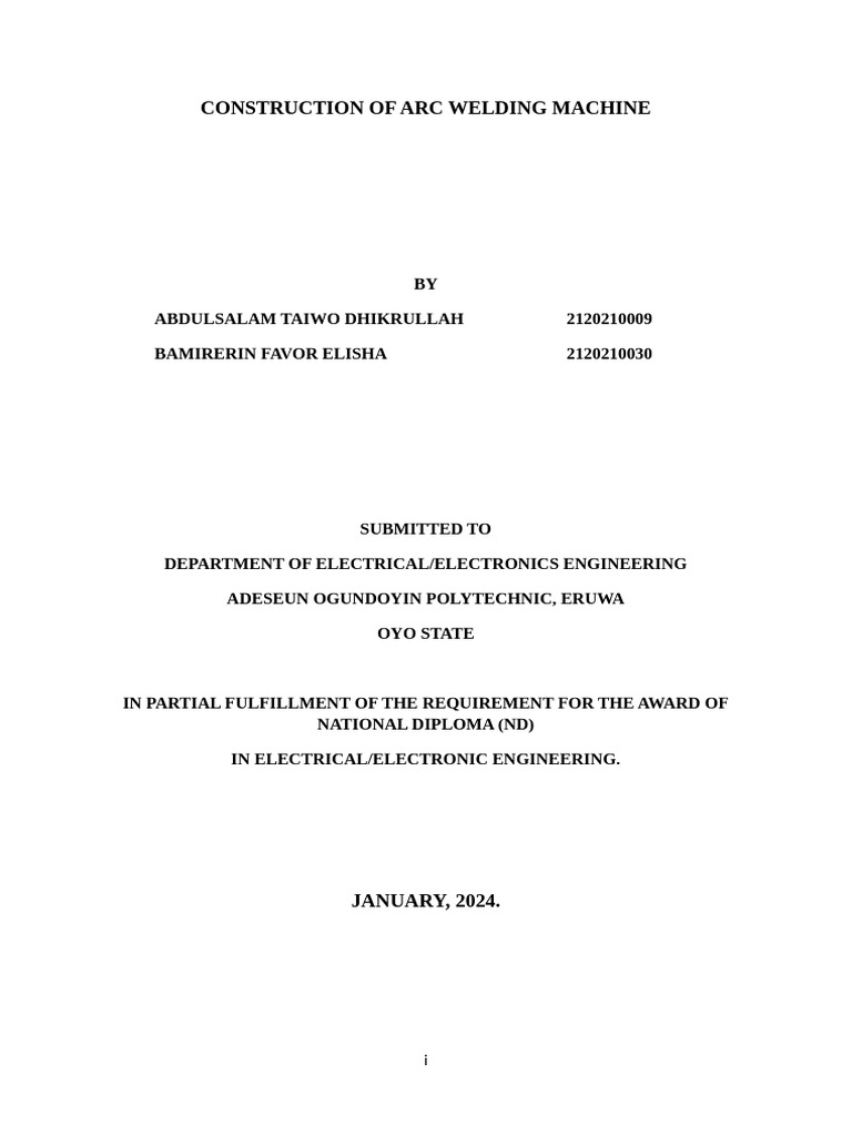 Design and Construction of Arc First Page | PDF | Transformer ...