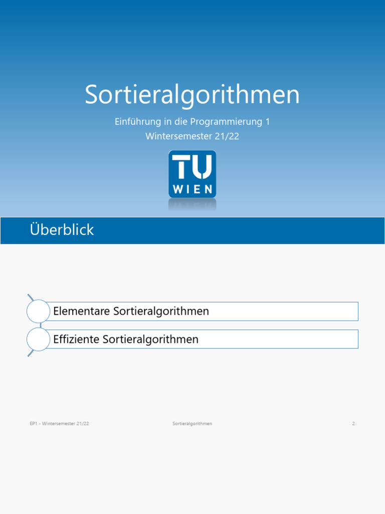 2021W 12 EP1 Sortieralgorithmen | PDF