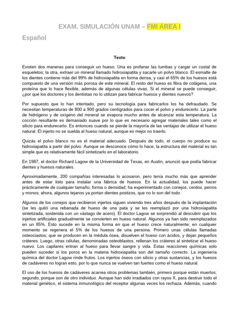 Exm Sim Unam Fmi | PDF