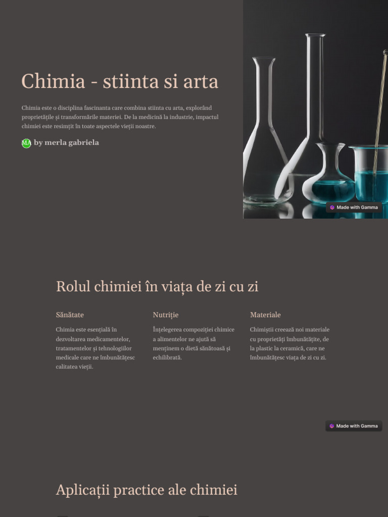 Chimia Stiinta Si Arta | PDF