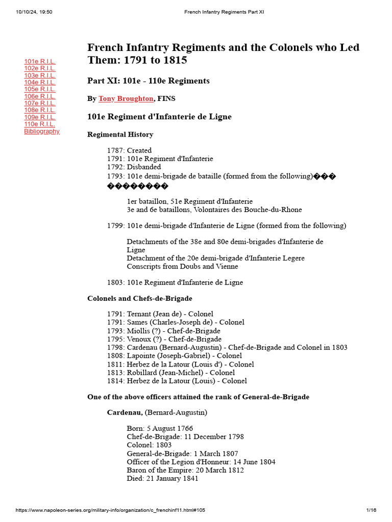 French Infantry Regiments Part XI | PDF