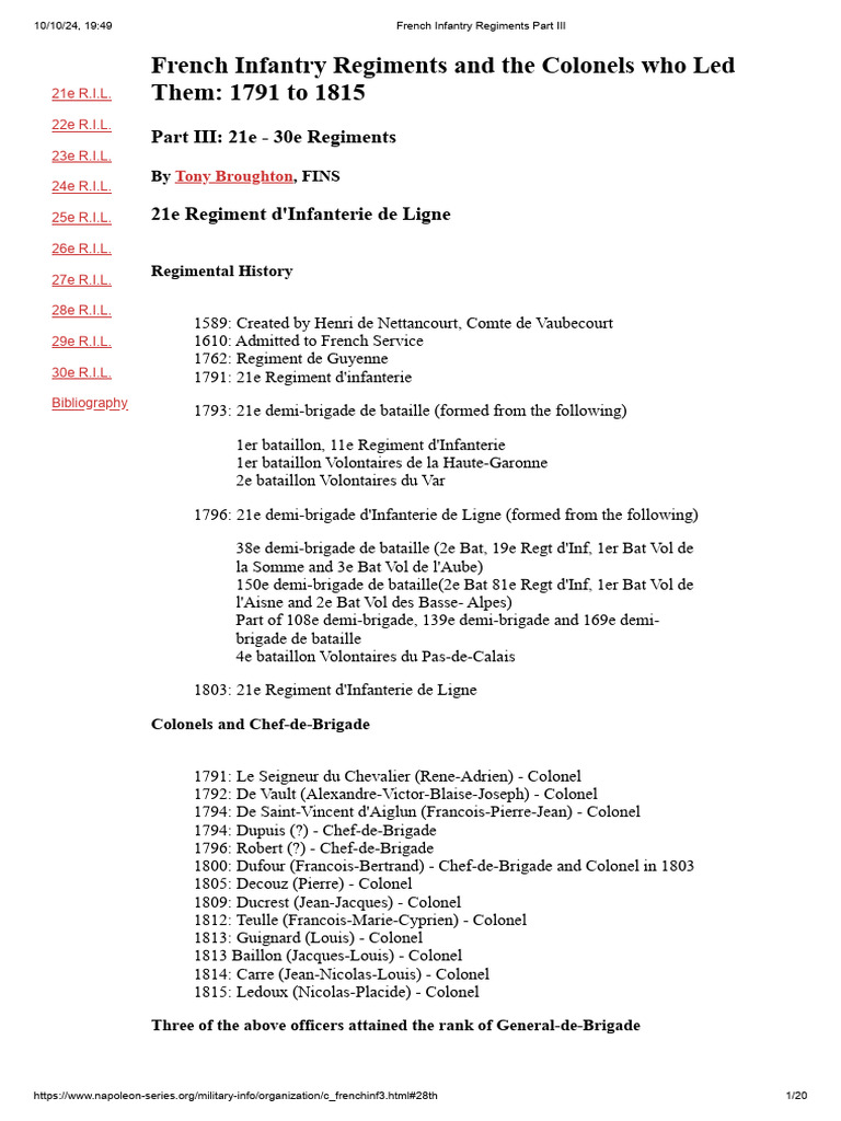 French Infantry Regiments Part III | PDF