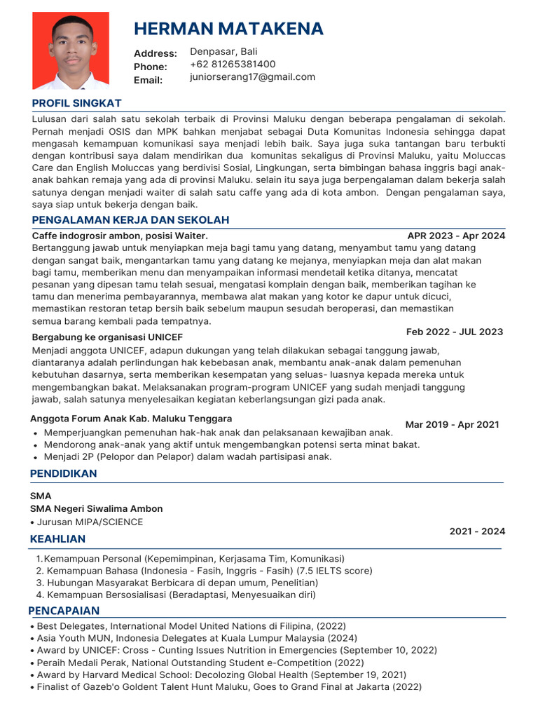 Herman Matakena - CV - Lamaran Kerja | PDF