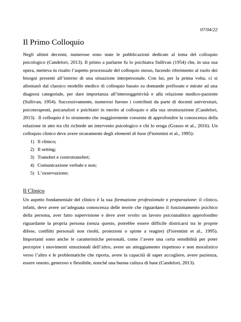 Il Primo Colloquio | PDF