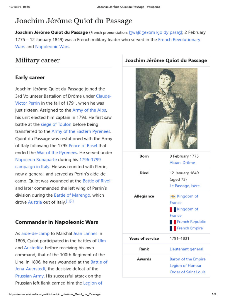 Joachim Jérôme Quiot Du Passage - Wikipedia | PDF