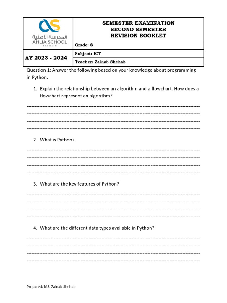 G8 ICT S2 Revision Booklet AY 23-24 | PDF