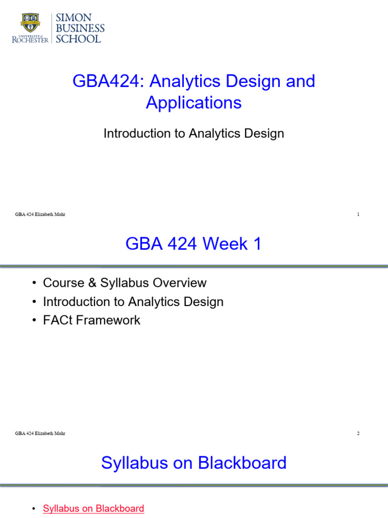 Week - 1 - Introduction To Analytics Design | PDF