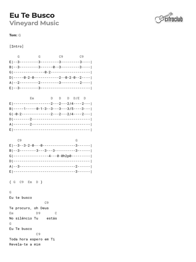 Cifra Club - Vineyard Music - Eu Te Busco | PDF