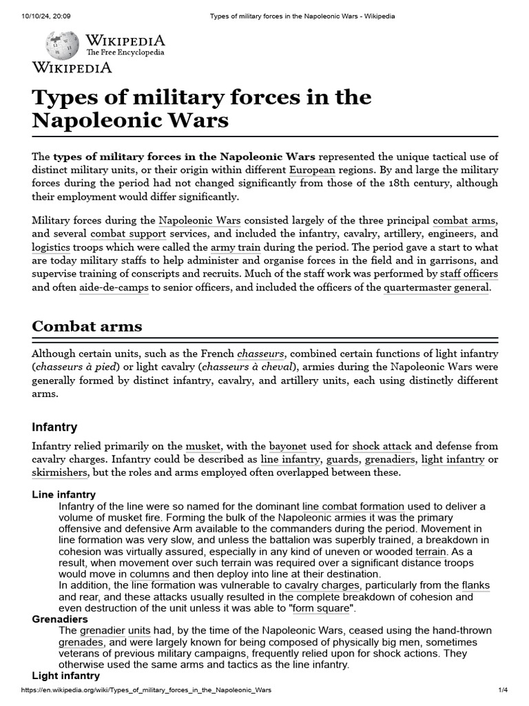 Types of military forces in the Napoleonic Wars - Wikipedia | PDF