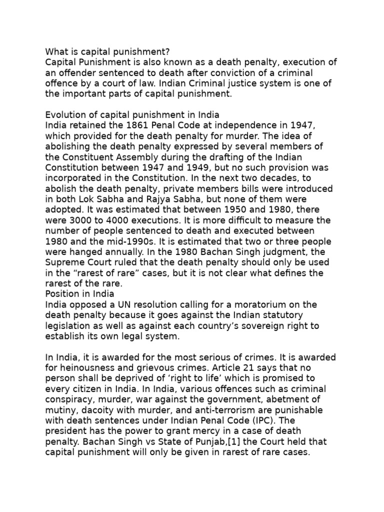 Capital Punishment in India Explained | PDF | Capital Punishment ...