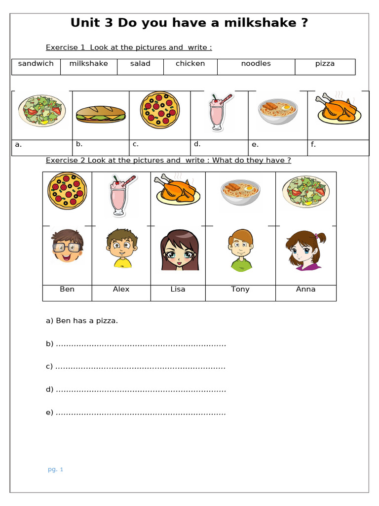 Unit 3. Do You Have A Milkshake | PDF