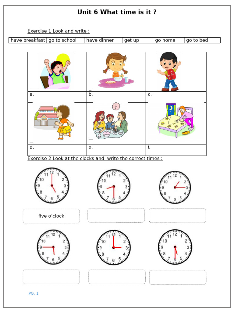 Unit 6. What Time Is It | PDF