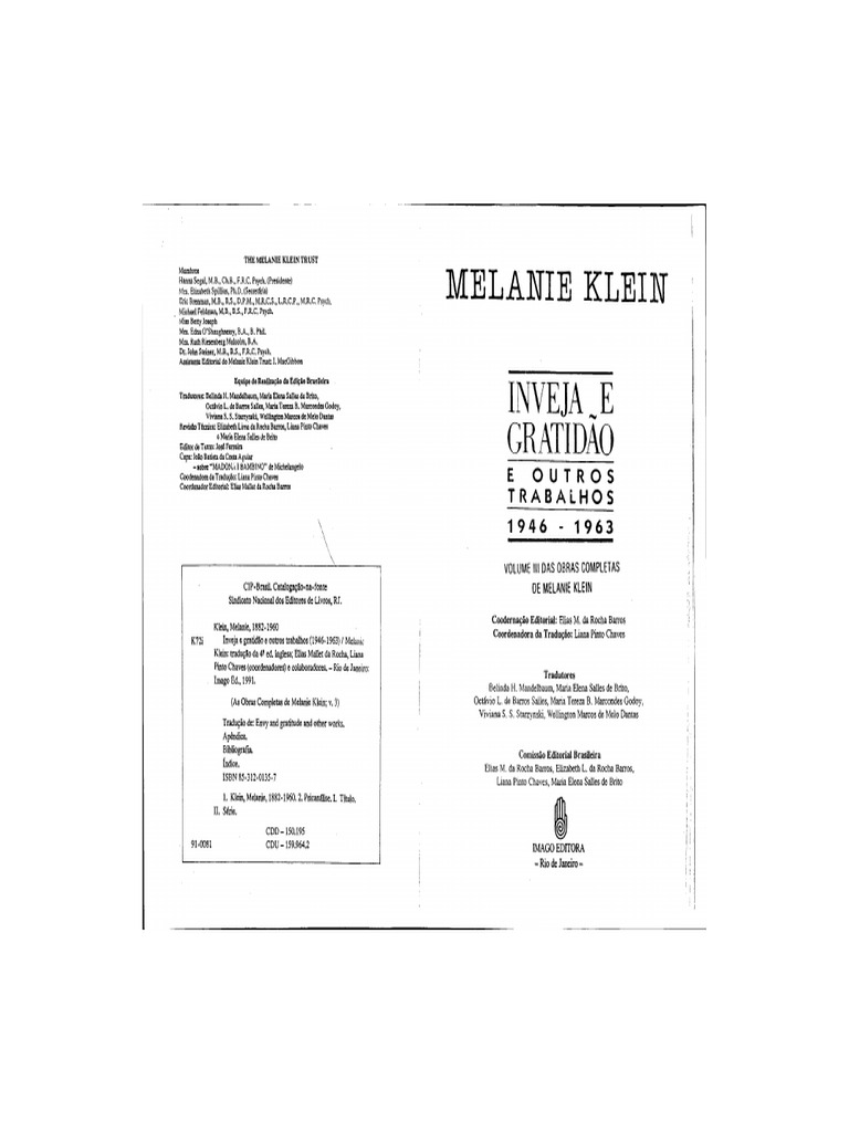 Klein Nosso Mundo Adulto e Suas Raizes Na Infancia | PDF