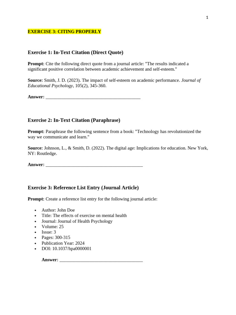 Exercise 4 Citing | PDF