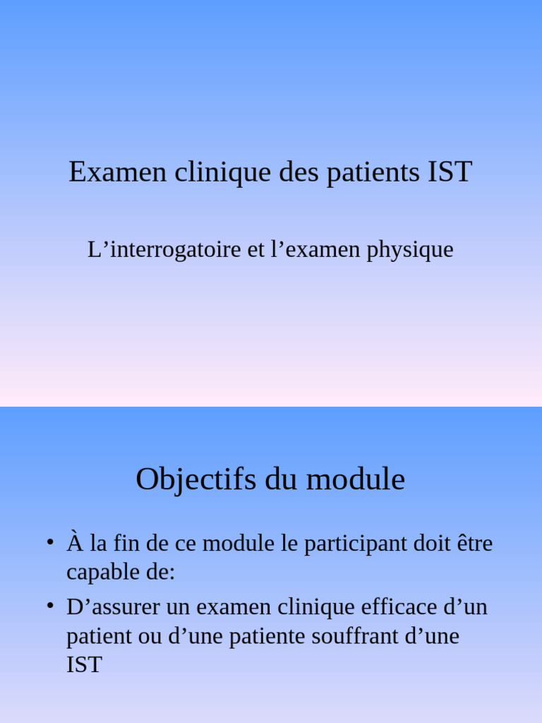 Examen Clinique Des Patients IST | PDF