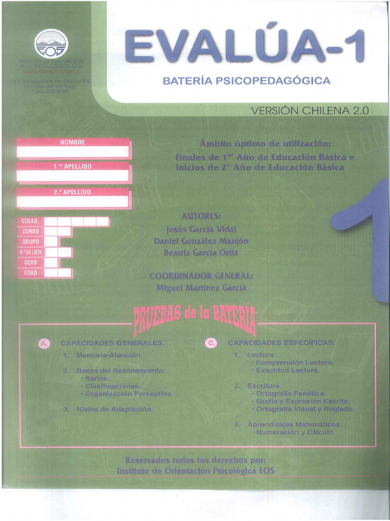 CUADERNILLO Evalua-1 2.0 | PDF