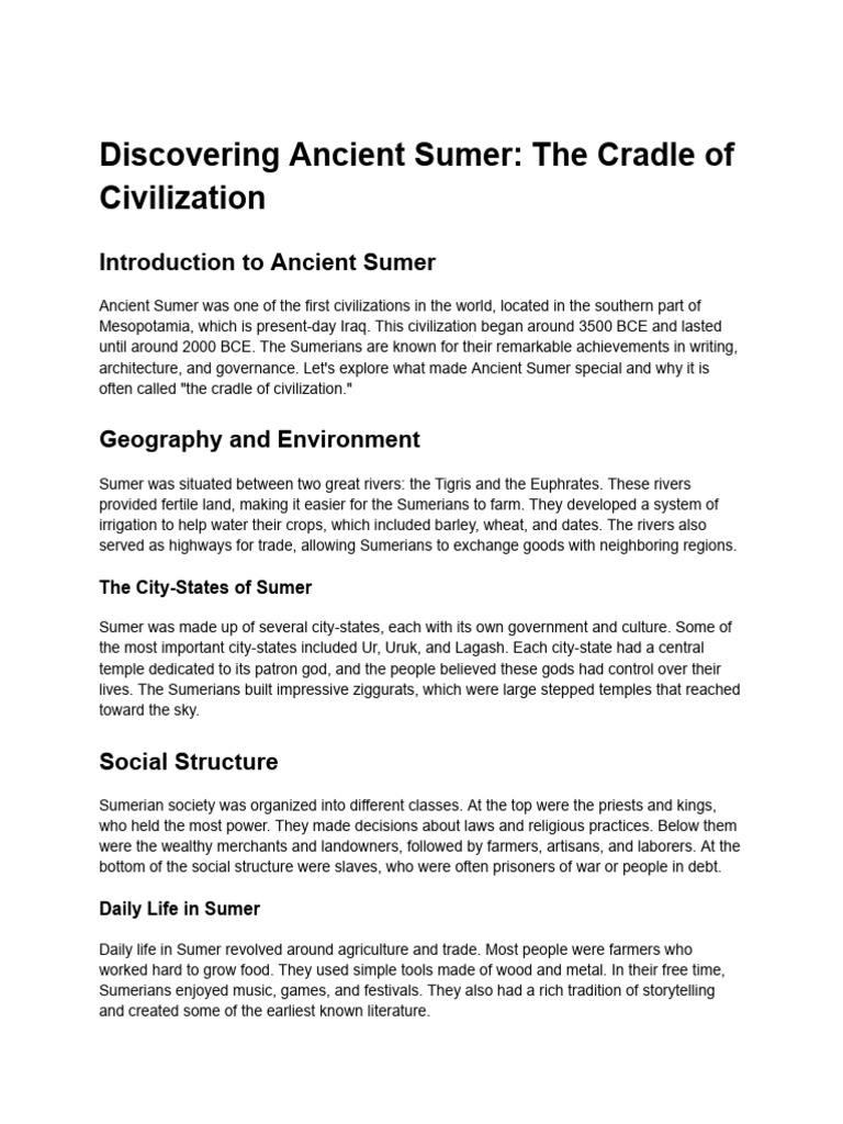 Discovering Ancient Sumer - The Cradle of Civilization | PDF | Sumer ...