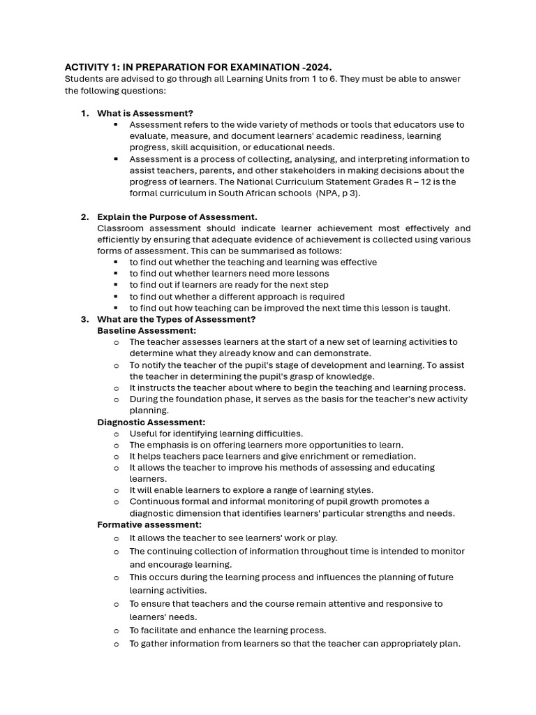 Activity 1 in Preparation For Examination - Key Concepts of Assessments | PDF