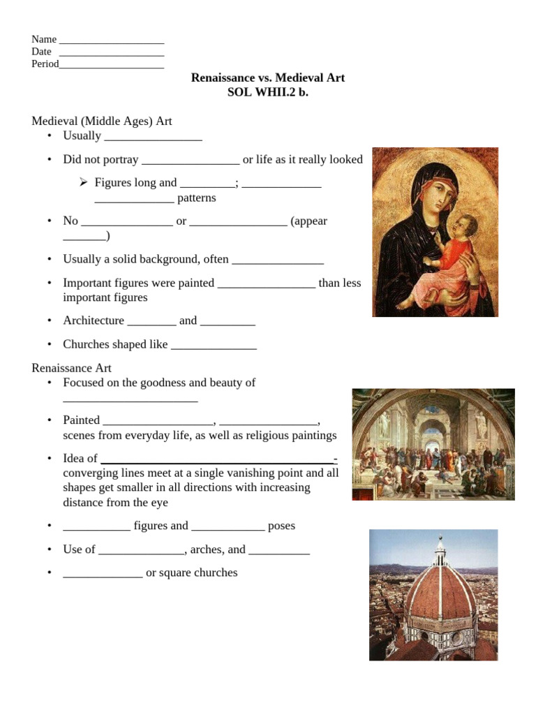 Renaissance vs. Medieval Art Notes | PDF
