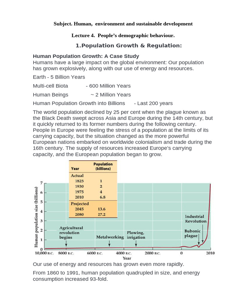 Human Population Growth Trends and Impacts | PDF | Population Growth ...