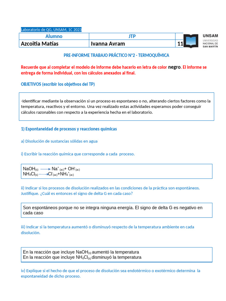 Pre Informe TP2 Termo 1c2023 | PDF