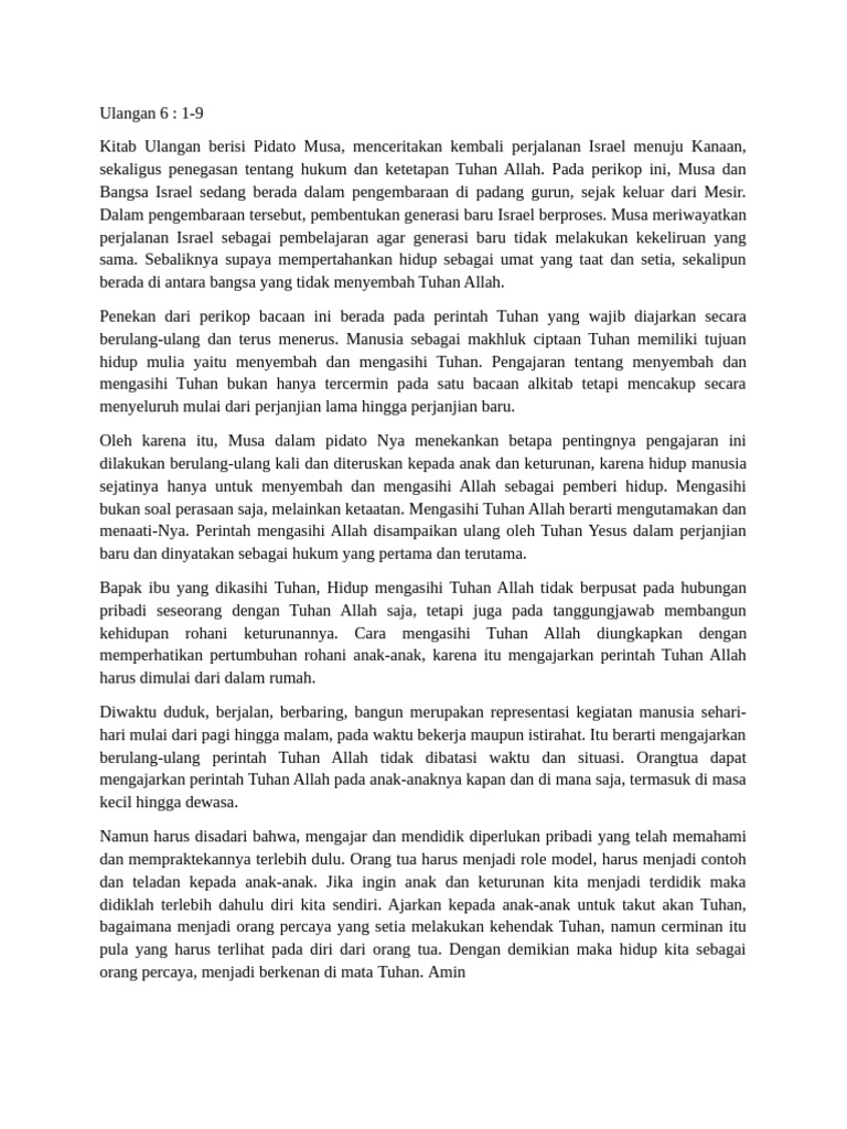 Ulangan 6 | PDF