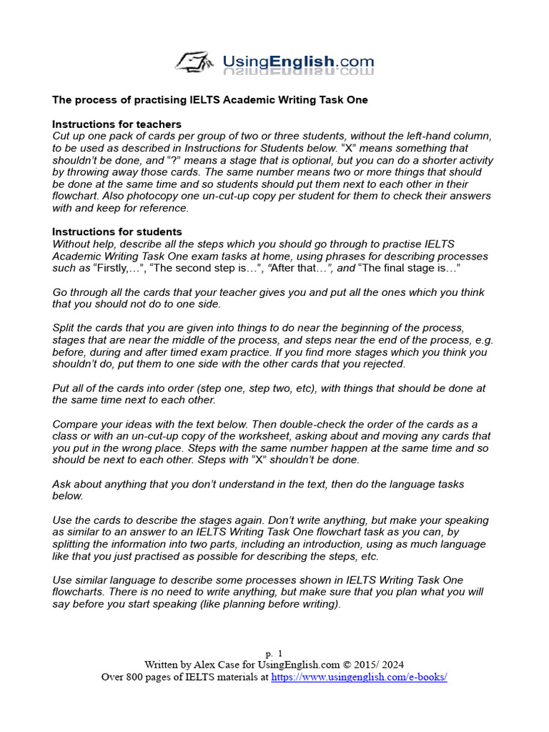 Ielts Academic Writing Part One Processes | PDF