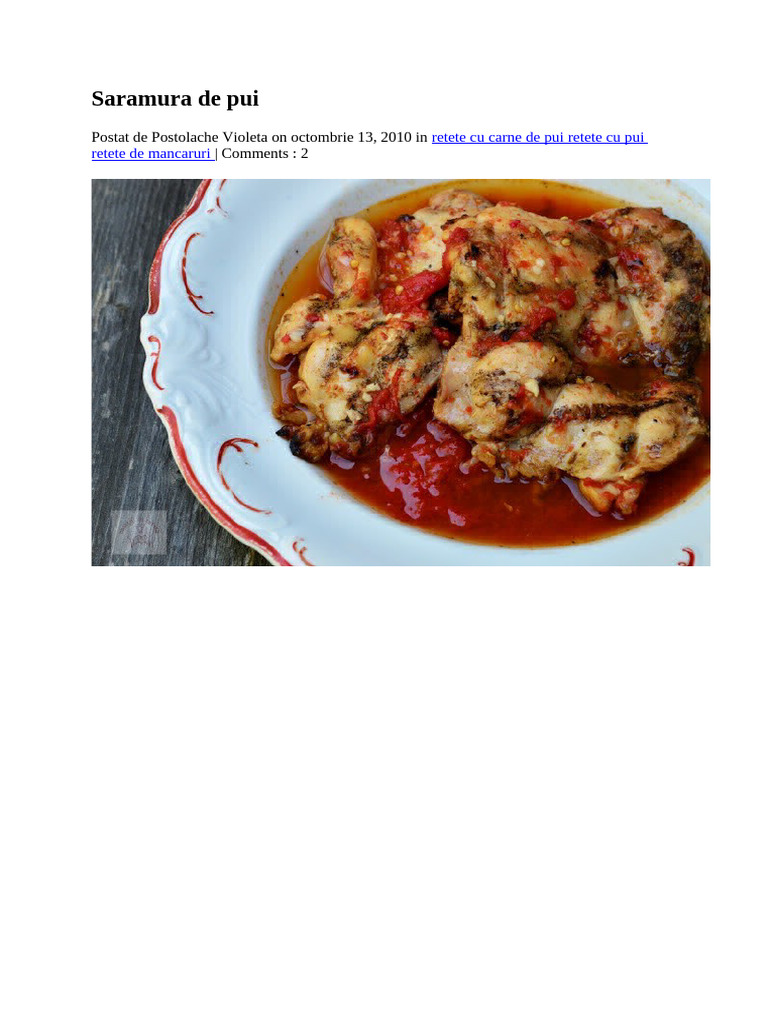 Saramura de pui: recette traditionnelle | PDF