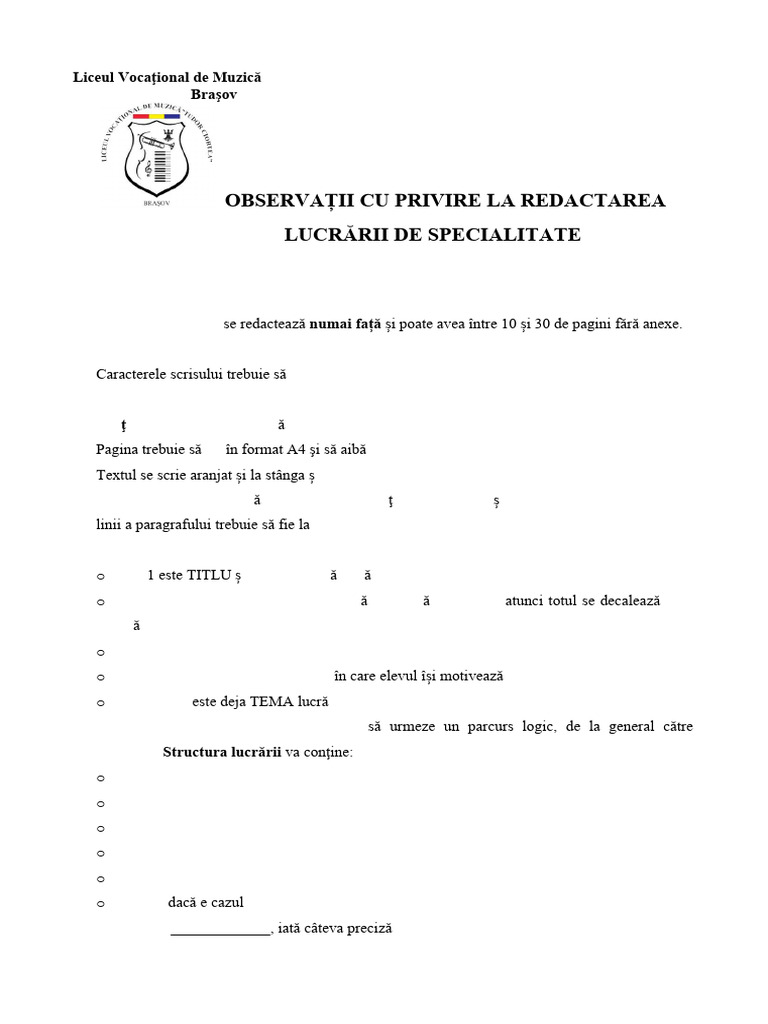 Redactarea Lucrarii de Specialitate | PDF