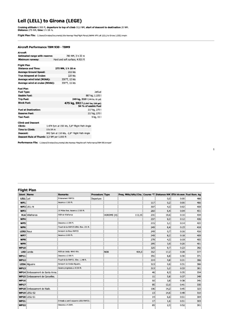 Flight Plan Lell A Lege | PDF