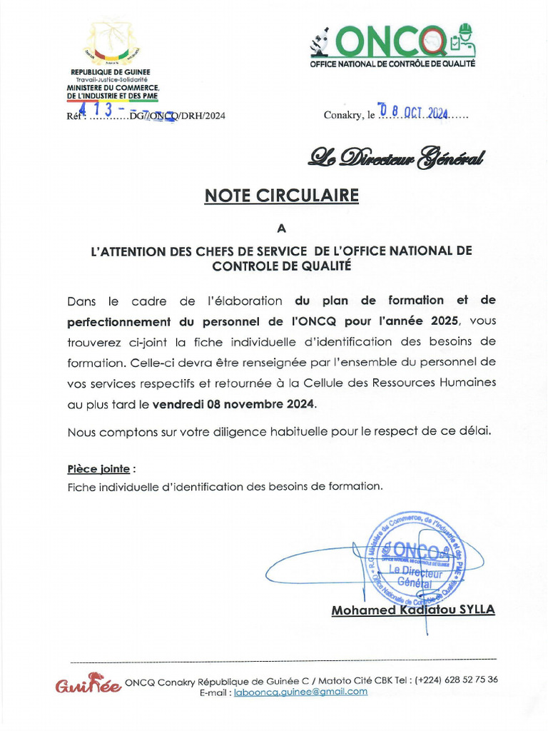 Note Circulaire Relative À L'élaboration Du Plan de Formation | PDF