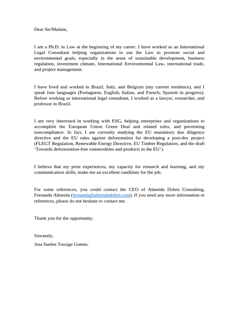 Cover Letter - Model | PDF