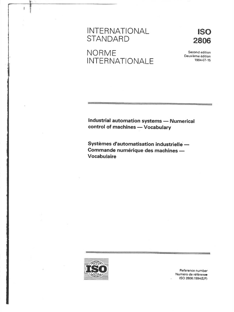 ISO 2806 - Numerical control of machines - Vocabulary | PDF