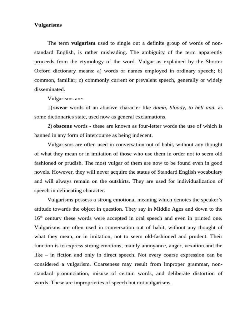 Vulgar Words | PDF