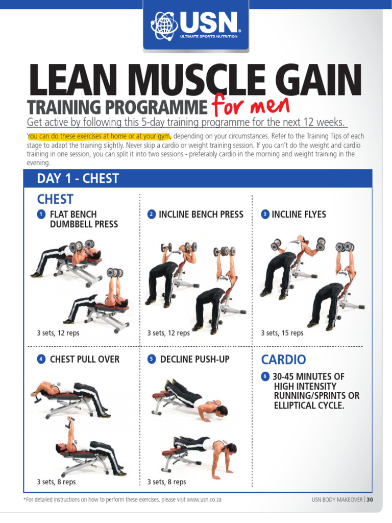 Lean Muscle Gain Training Programme Men | PDF