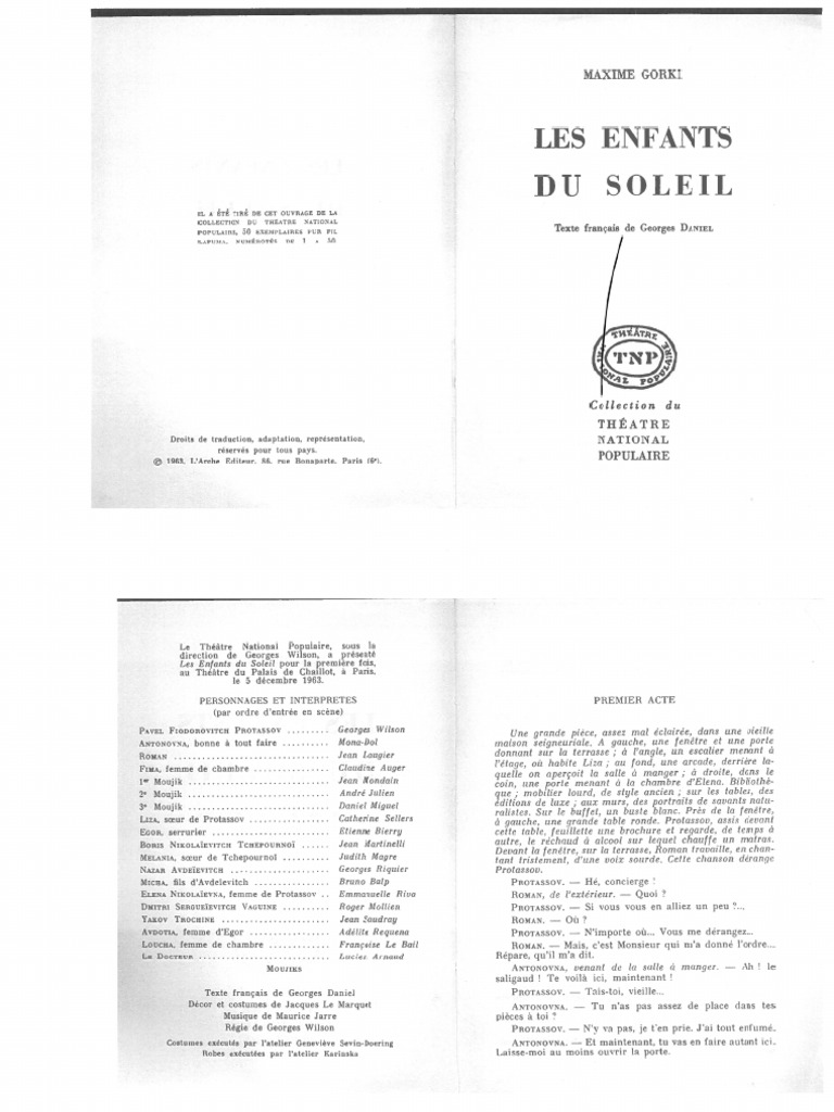 Les enfants du soleil GORKI | PDF