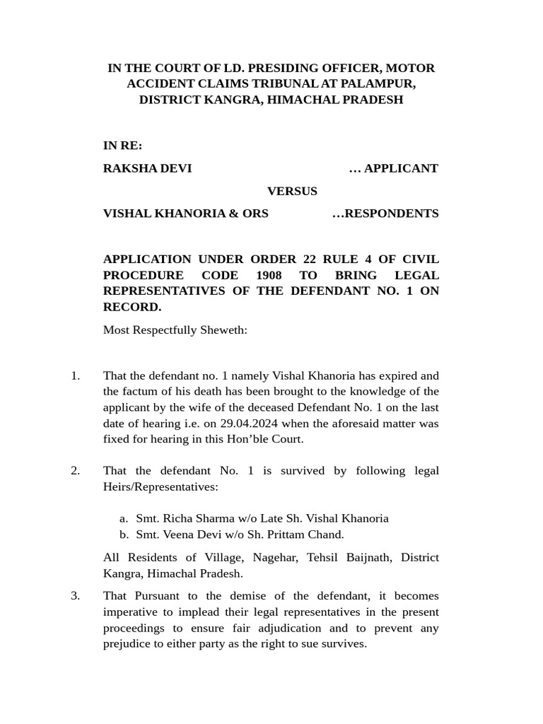 Raksha Devi Order 22 Rule 4 | PDF