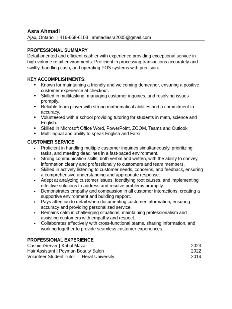 Asra Ahmadi Resume | PDF